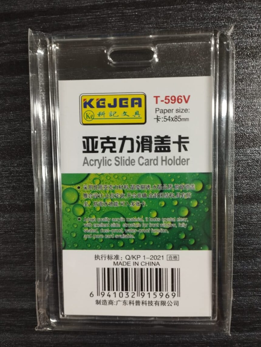 KEJEA T-596V Acrylic Slide ID Card Holder - Aqidah Printing